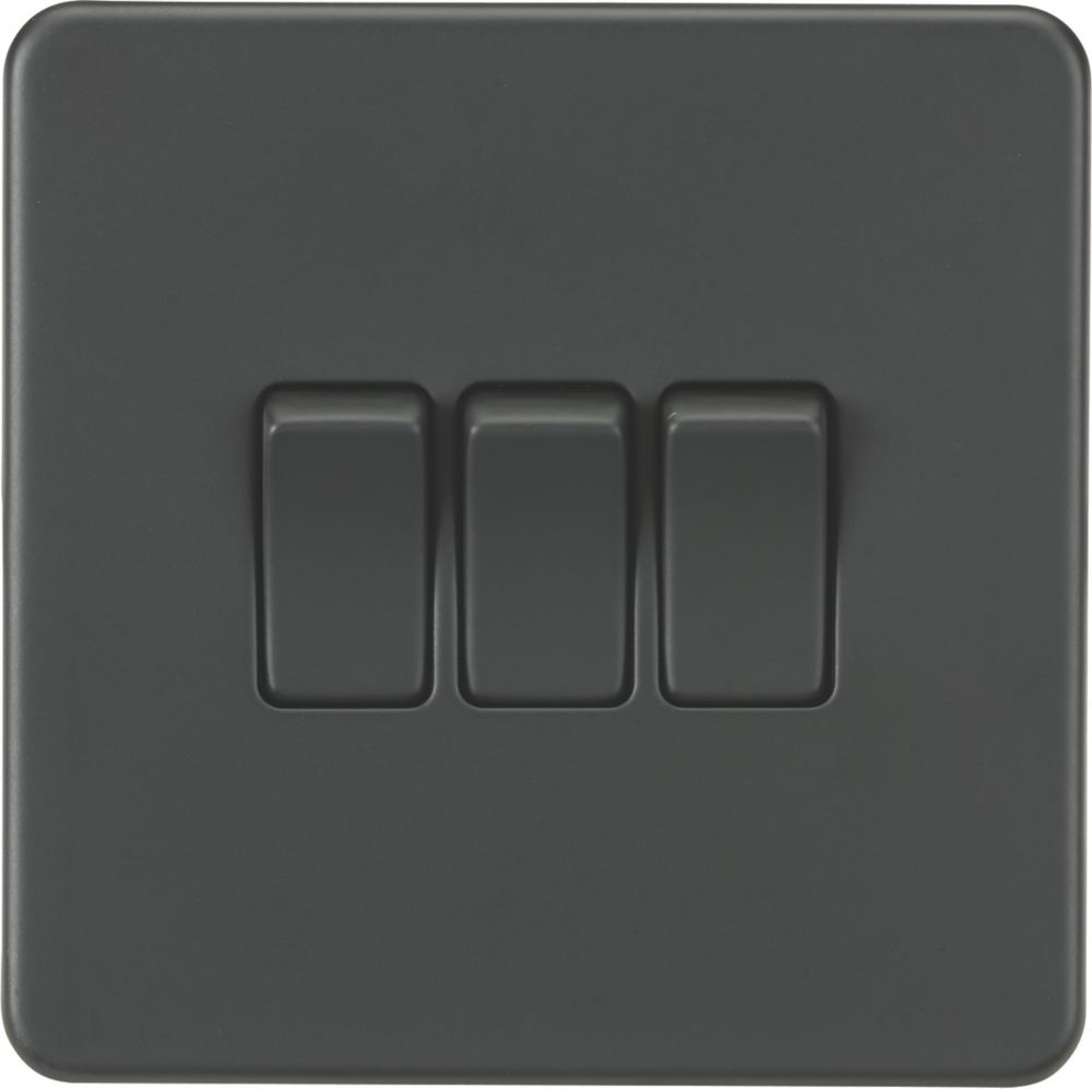 Knightsbridge 10AX 3-Gang 2-Way Light Switch Anthracite - Screwfix