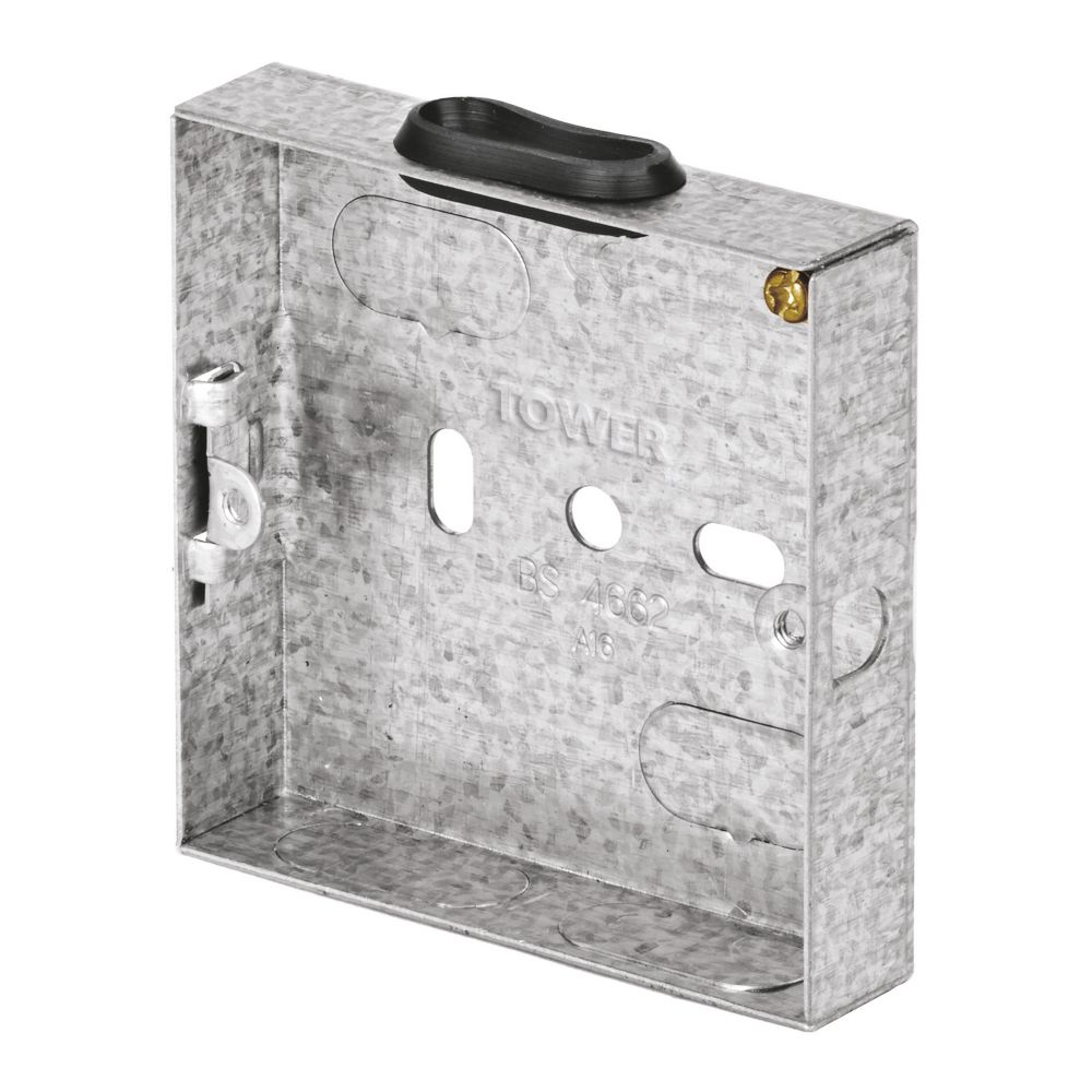 Tower DB152LSF 1-Gang Galvanised Steel Knockout Back Box 16mm - Screwfix