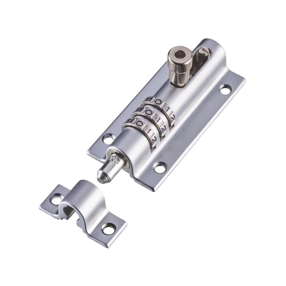Squire Die-Cast Steel 3-Dial Combination Bolt 92mm Chrome - Screwfix