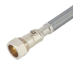 Flomasta Straight Flexible Compression Hose with Isolating Valve 22mm x ...