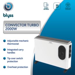 Blyss NDK20-24AF 2000W Electric Portable Convector Heater White - Screwfix