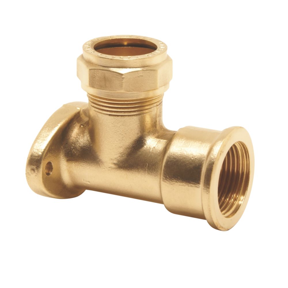 Pegler PX58X Brass Compression Adapting 90° Wall Plate Elbow 22mm x 3/4" - Screwfix