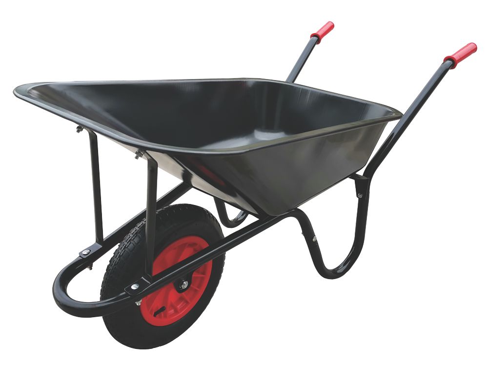 Forge Steel Pneumatic Wheels Wheelbarrow Black 85Ltr - Screwfix