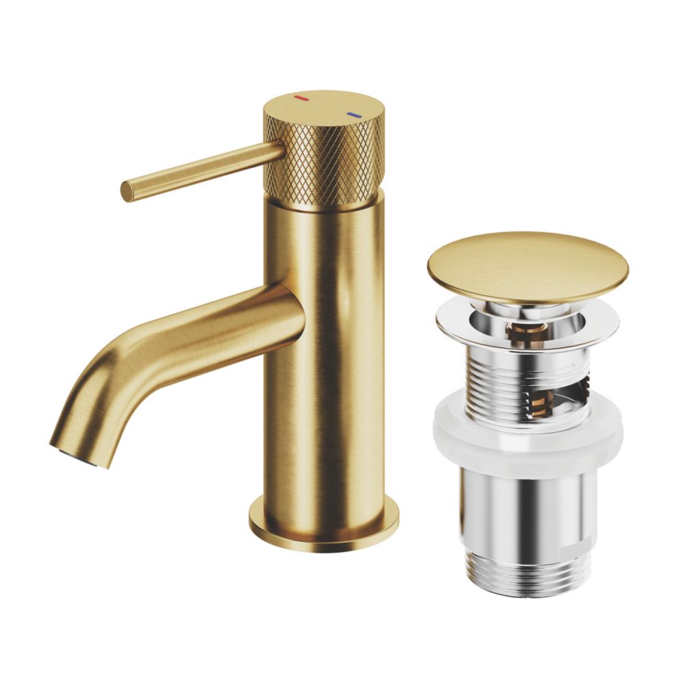 Swirl Melba Gold 143mm Cloakroom Lever Mono Basin Mixer Tap With ...