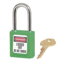 Master Lock Loto Safety Lock-Off Padlock Green 20mm x 38mm - Screwfix
