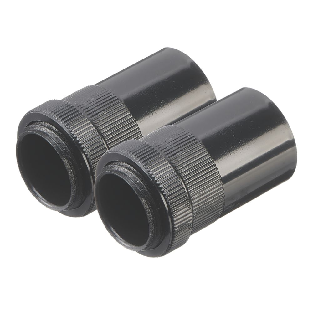 Deta TTE Male Conduit Adaptors 20mm Black 2 Pack - Screwfix