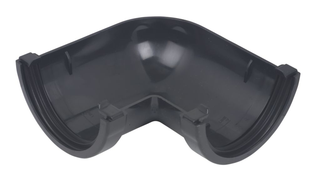 FloPlast MiniFlo uPVC 90° Half Round Gutter Angle Black 76mm - Screwfix