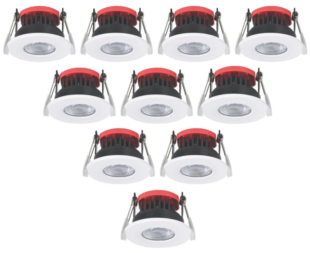 Lexco Tauri Fixed Fire Rated LED Downlights White 8W 500-800lm 10 Pack ...