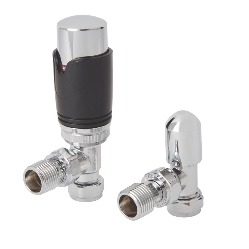 Flomasta 1/2" x 15mm Black/Chrome Angled & L/S Modern Thermostatic ...