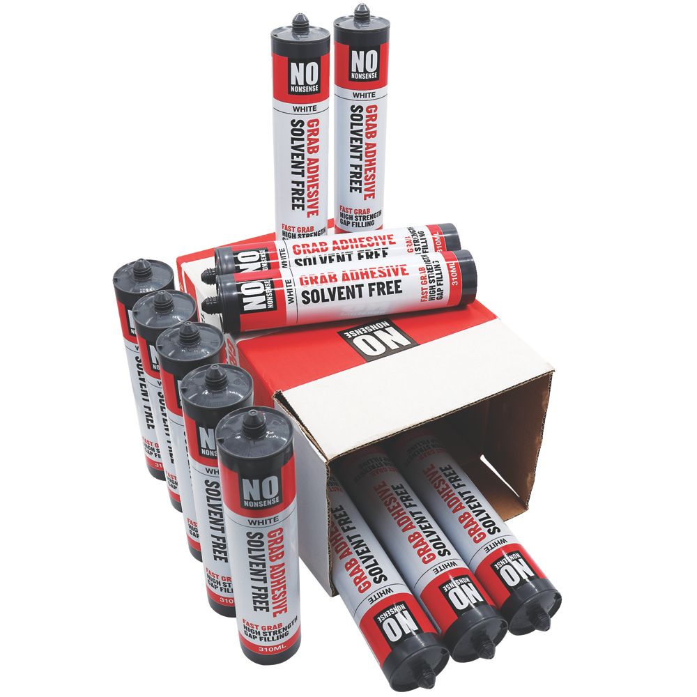No Nonsense Solvent-Free Grab Adhesive White 310ml 12 Pack - Screwfix