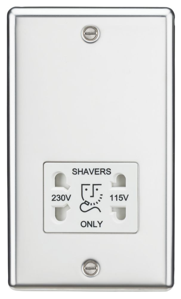 Knightsbridge 2-Gang Dual Voltage Shaver Socket 115 V / 230V Polished ...