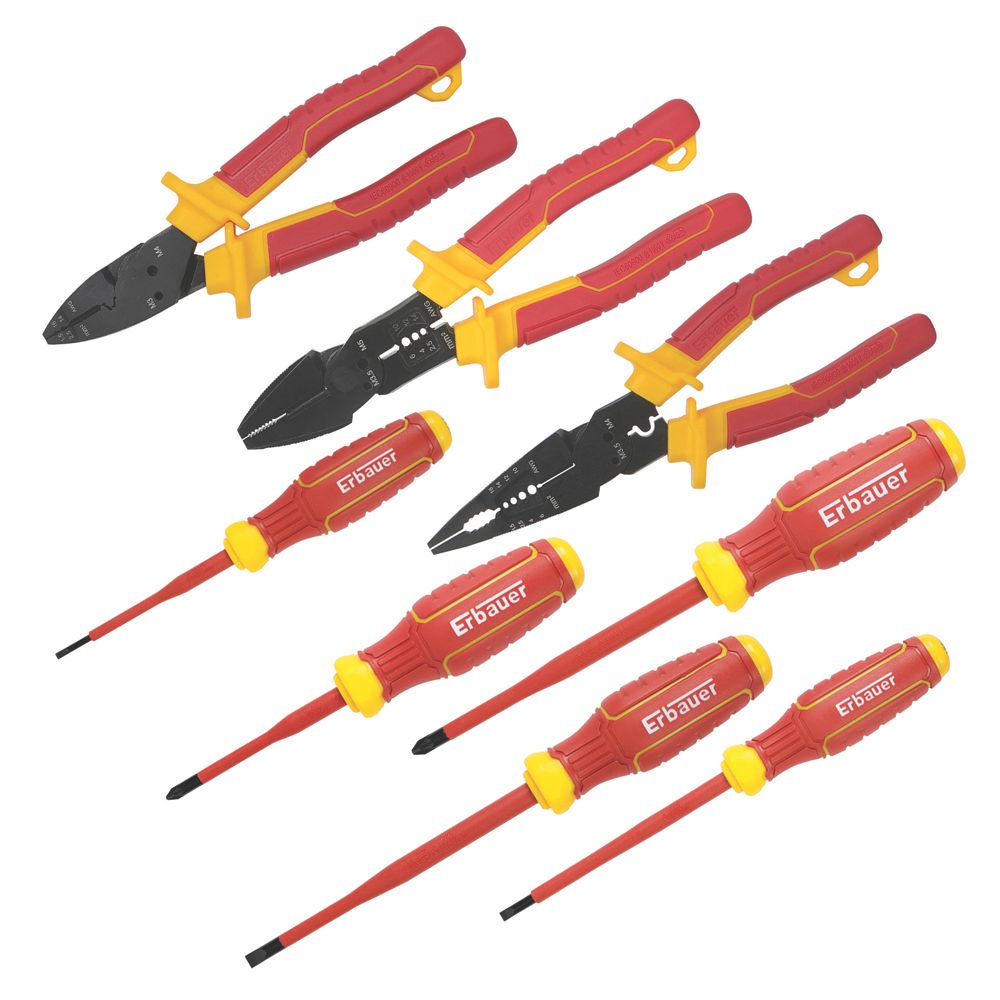 Erbauer VDE Screwdriver & Pliers Set 8 Pcs - Screwfix