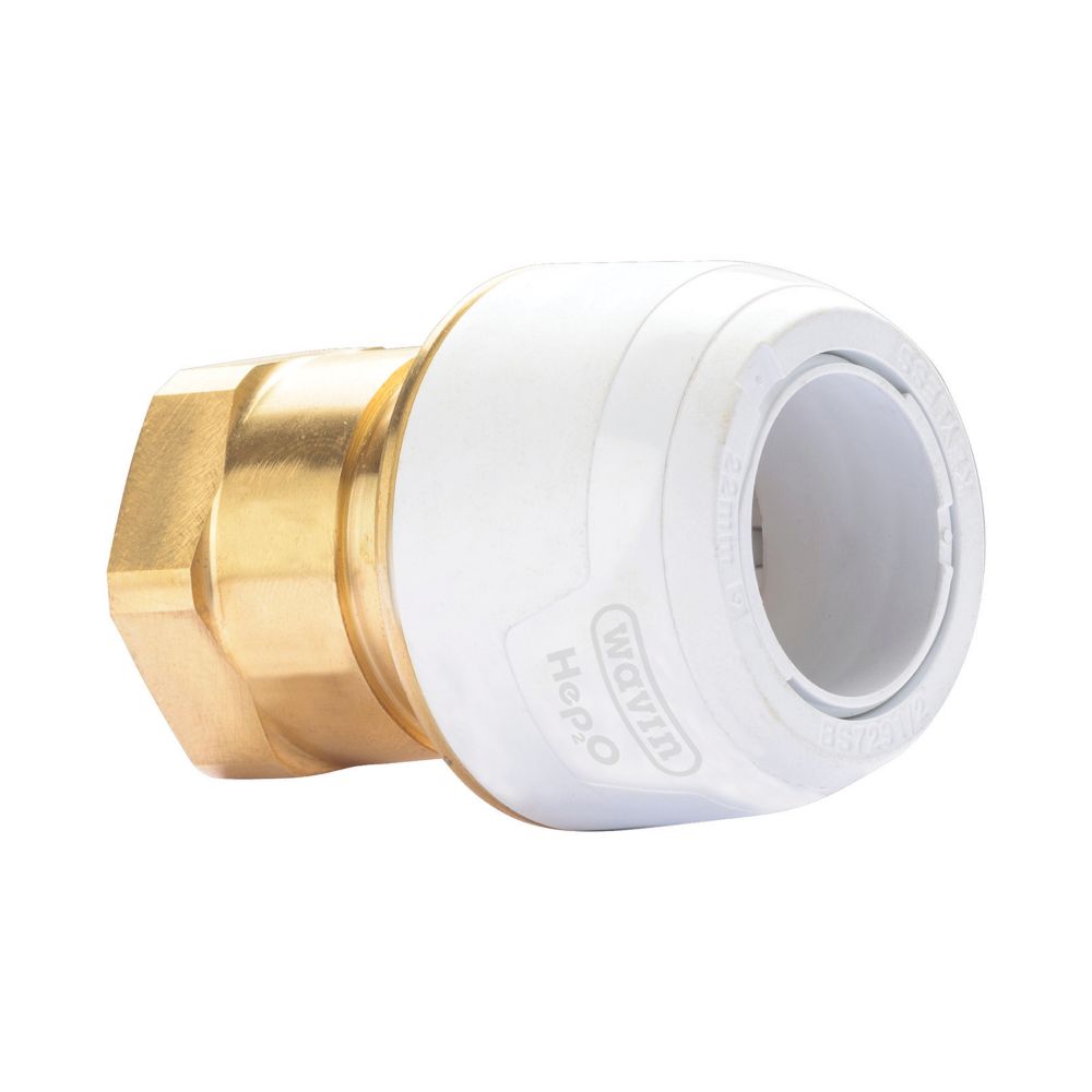 Hep2O Plastic Push-Fit Adapting Keyless Female Coupler 22mm x 3/4 ...
