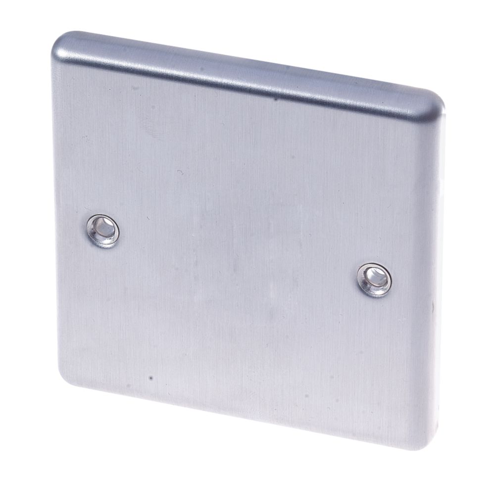 LAP 1-Gang Blanking Plate Brushed Stainless Steel - Screwfix