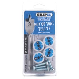 GripIt TV Clam Plasterboard Fixings 25mm x 205mm 4 Pack - Screwfix