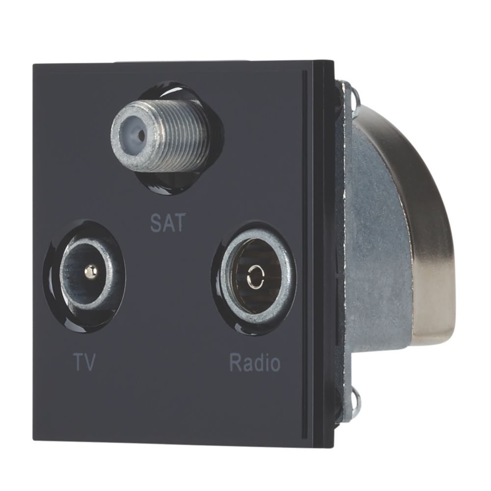 Contactum Media Modular Coaxial TV / FM & Satellite Socket Black - Screwfix