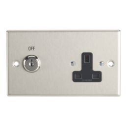 Contactum iConic 13A Key Switch 1-Gang 2-Pole Switched Socket Brushed ...