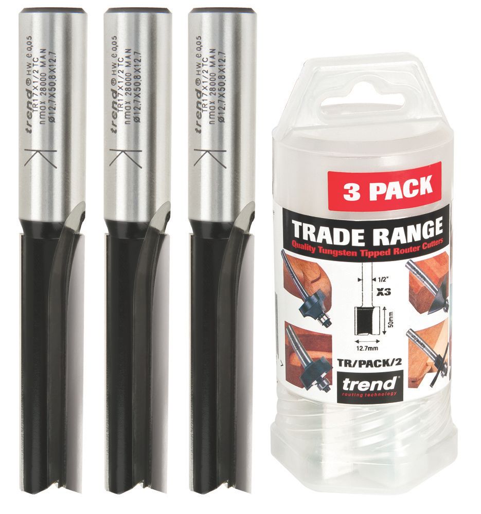 Trend TR/PACK/2 1/2" Straight Router Cutter Trade Pack 12.7mm x 50mm 3 ...
