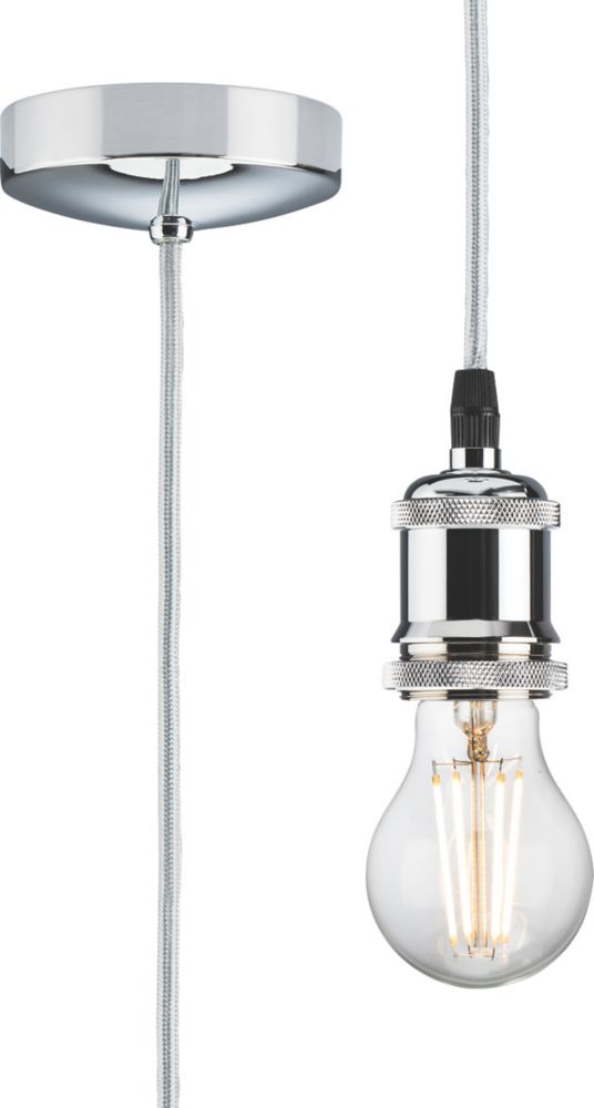Knightsbridge Vintage 1.8m Pendant Set Light Fitting E27 Polished ...