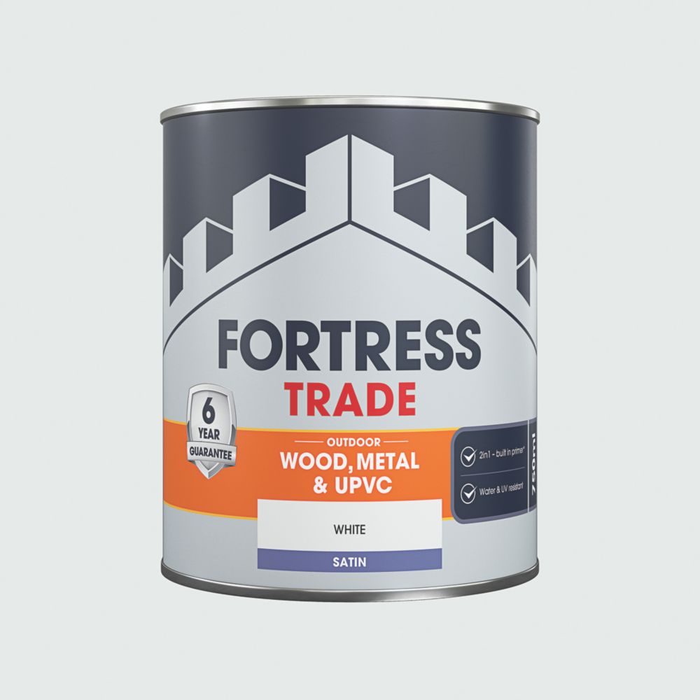 Fortress Trade 750ml White Satin Emulsion Multi Surface Paint - Screwfix