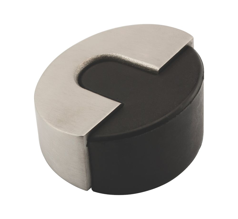 Eclipse Round Door Stop 47 x 25mm Satin Stainless Steel - Screwfix
