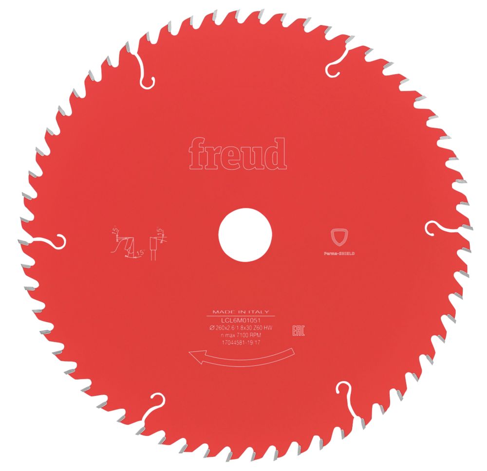 Freud Wood TCT Circular Saw Blade 260mm x 30mm 60T - Screwfix