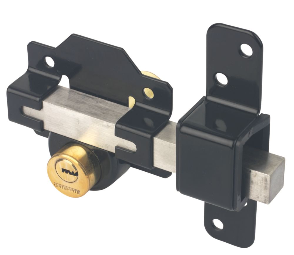 GateMate Black Double Long Throw Lock 50mm 154mm - Screwfix