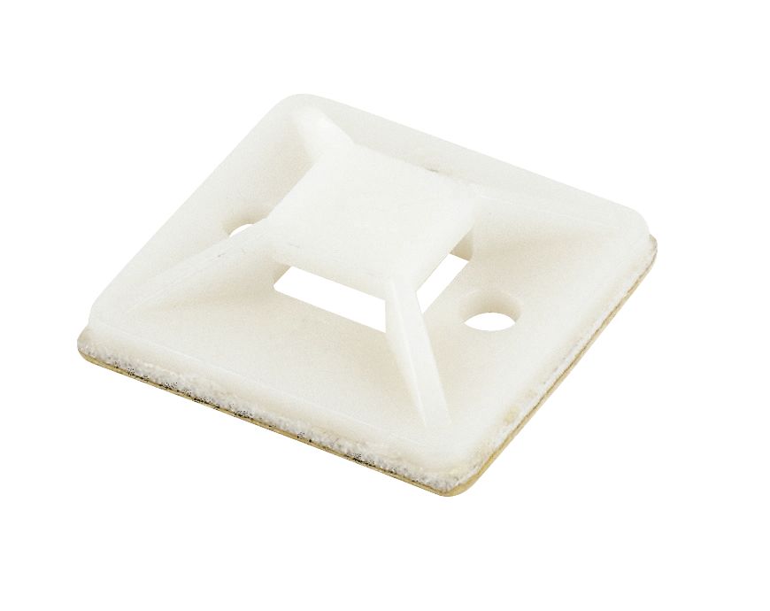 Essentials Cable Tie Bases Natural 25mm x 25mm 100 Pack - Screwfix