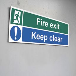 Essentials Non Photoluminescent "Fire Exit Keep Clear" Sign 150mm x ...