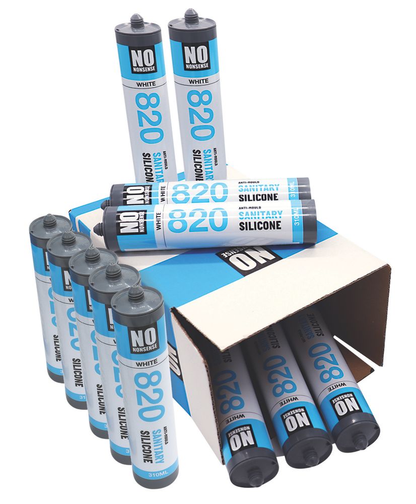 No Nonsense 820 Sanitary Silicone White 310ml 12 Pack - Screwfix