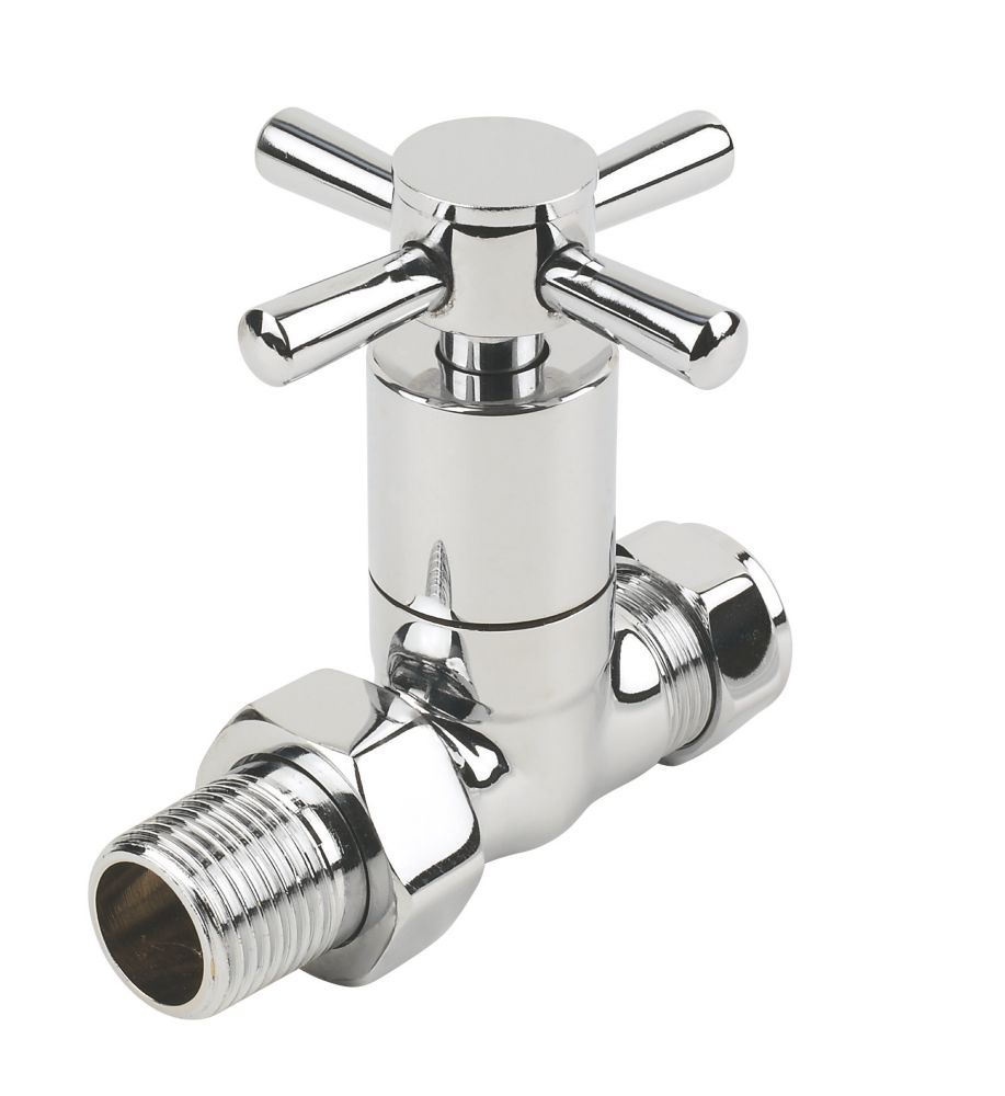 Palermo 15mm x 1/2" Chrome Straight Traditional Manual Radiator Valve ...