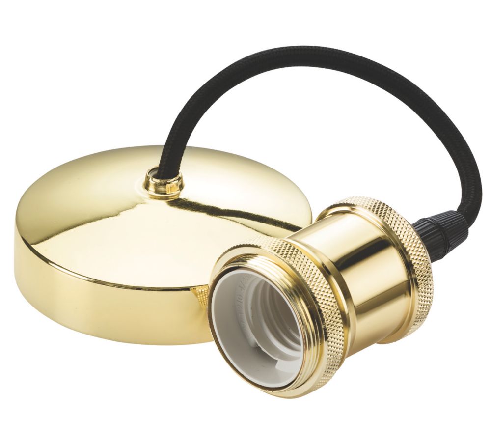 Knightsbridge Vintage 6" Pendant Set Light Fitting E27 Polished Brass 3 ...