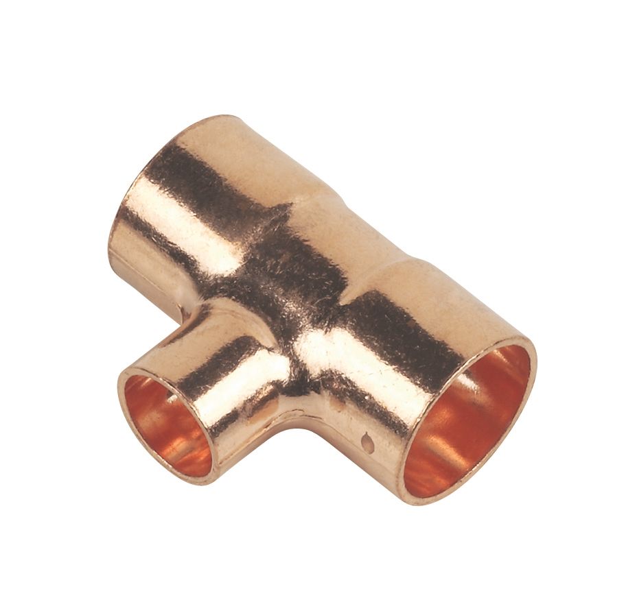 Flomasta Copper End Feed Reducing Tee 15mm x 15mm x 10mm - Screwfix