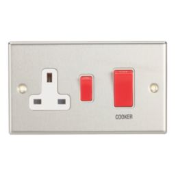 Contactum iConic 45A 2-Gang DP Cooker Switch & 13A DP Switched Socket ...