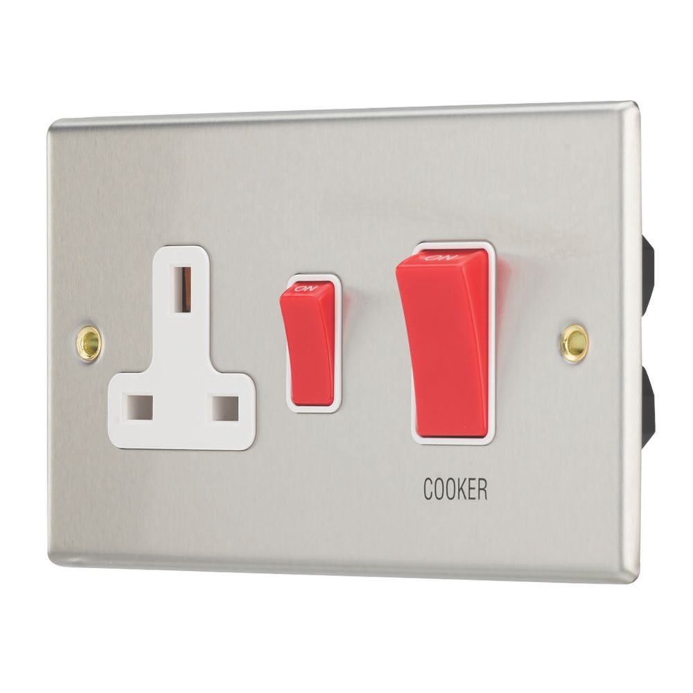 Contactum iConic 45A 2-Gang DP Cooker Switch & 13A DP Switched Socket ...