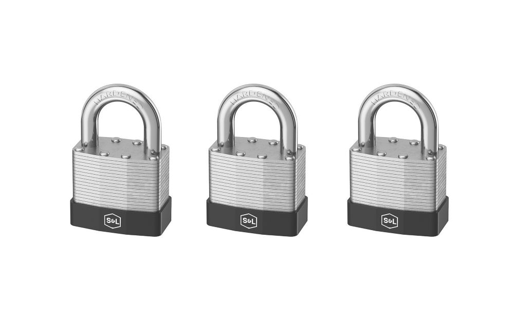 Smith & Locke Laminated Steel Keyed Alike Closed Shackle Padlocks 40mm ...