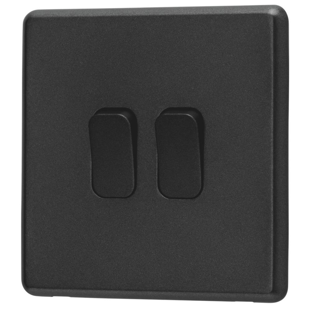 Arlec 10A 2-Gang 2-Way Light Switch Charcoal - Screwfix