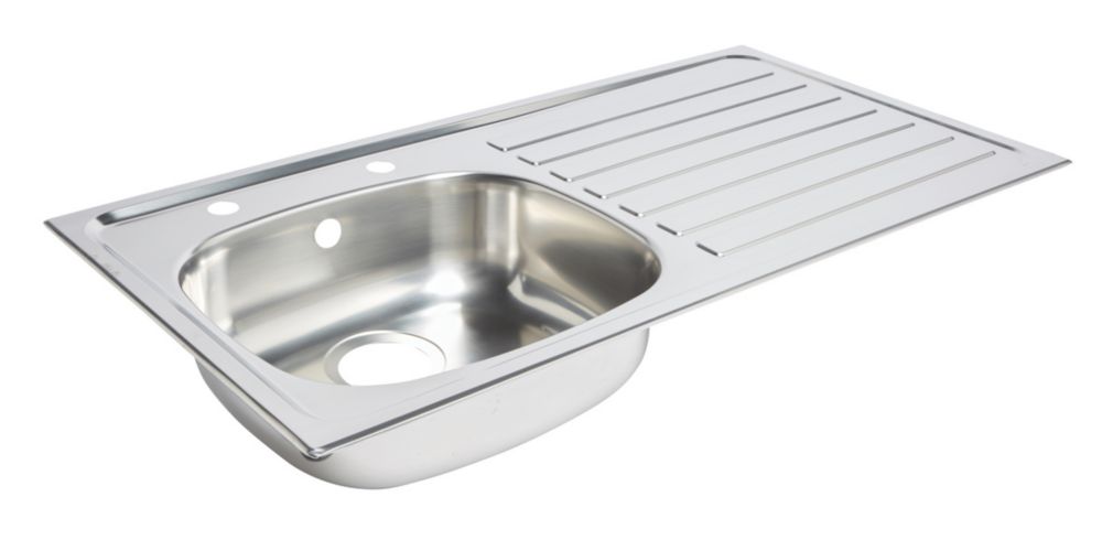 Essentials 1 Bowl Stainless Steel Kitchen Sink & RH Drainer 940mm x ...