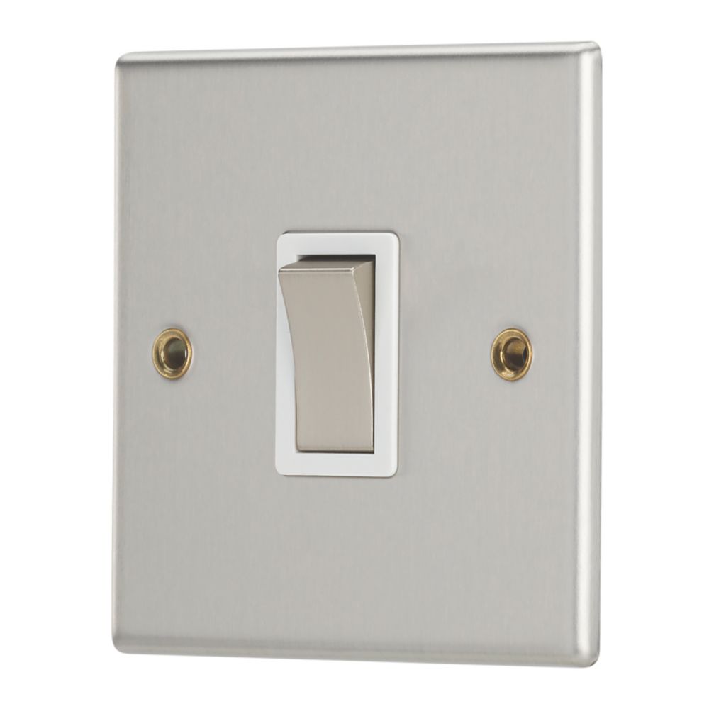 Contactum iConic 20A 1-Gang DP Control Switch Brushed Steel with White ...