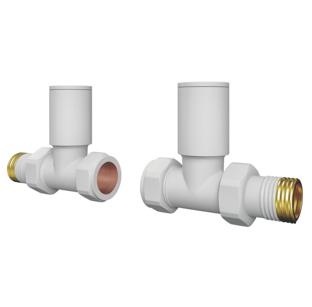 ETAL Rise 15mm x 1/2" White Straight Designer Manual Radiator Valve ...