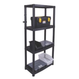 Essentials 4-Tier Plastic Garage Shelving Unit 600mm x 300mm x 1300mm ...