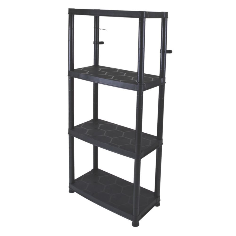 Essentials 4-Tier Plastic Garage Shelving Unit 600mm x 300mm x 1300mm ...