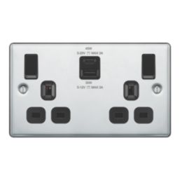 LAP 13A 2-Gang SP Switched Socket + 3A 45W 2-Outlet Type A & C USB ...