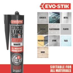 Evo-Stik Sticks Like Sh*t Turbo Solvent-Free Grab Adhesive White 290ml ...