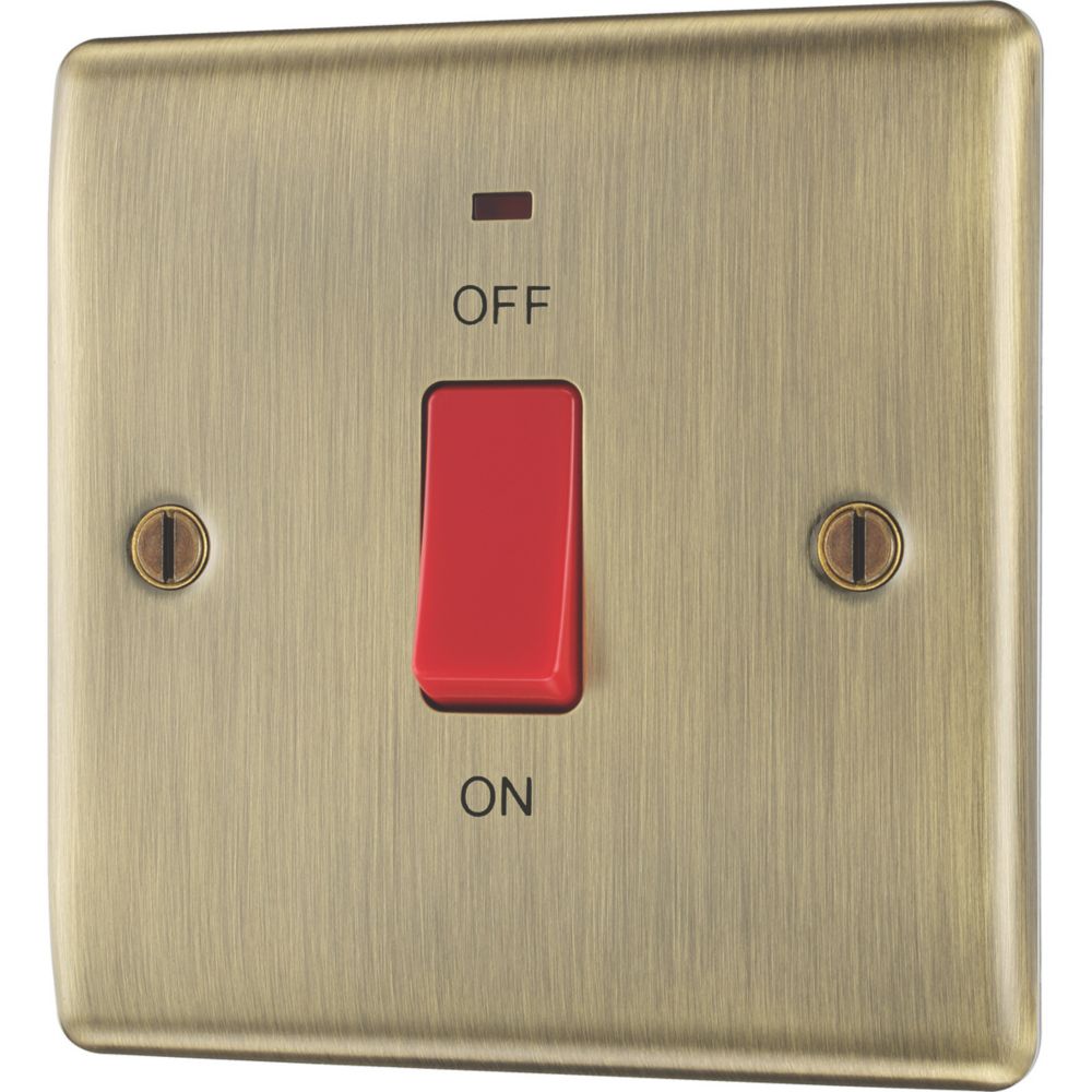 British General Nexus Metal 45A 1-Gang DP Cooker Switch Antique Brass ...