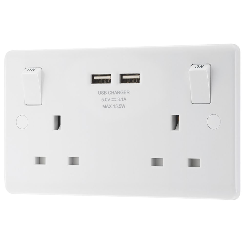 LAP 13A 2-Gang SP Switched Socket + 3.1A 15.5W 2-Outlet Type A USB ...