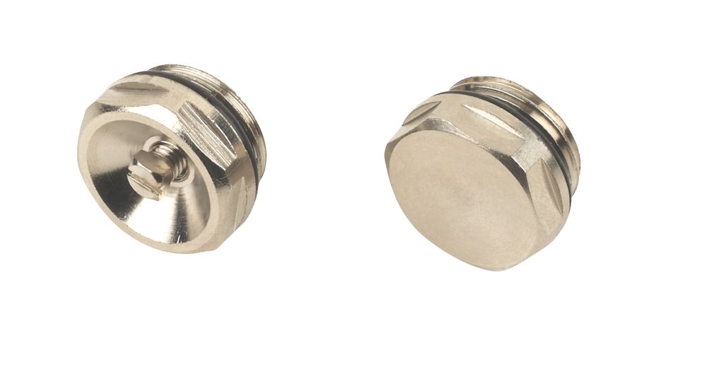 Essentials Radiator Vents & Blanking Plugs Nickel 2 Pack - Screwfix