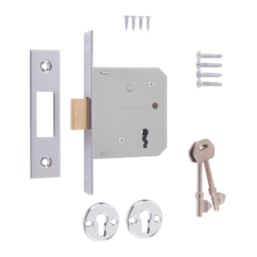 ERA 3 Lever Chrome Effect Mortice Deadlock 64mm Case - 44mm Backset - Screwfix