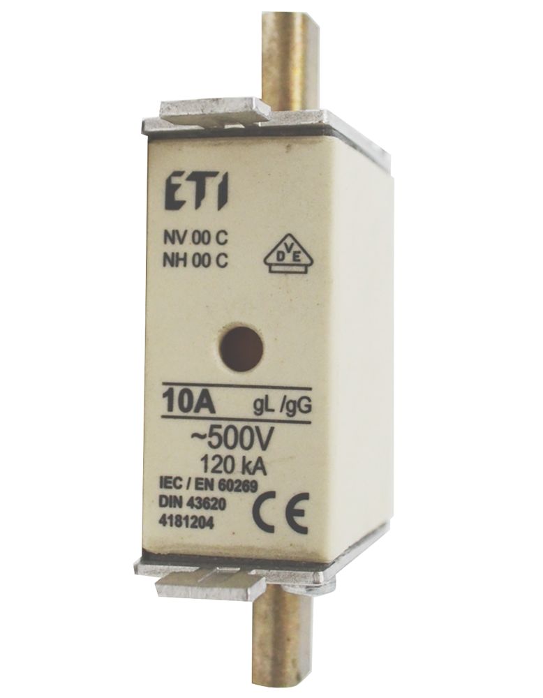 Garo Ceramic Body 00C Neozed Ceramic Fuse 10A gG 3 Pack - Screwfix