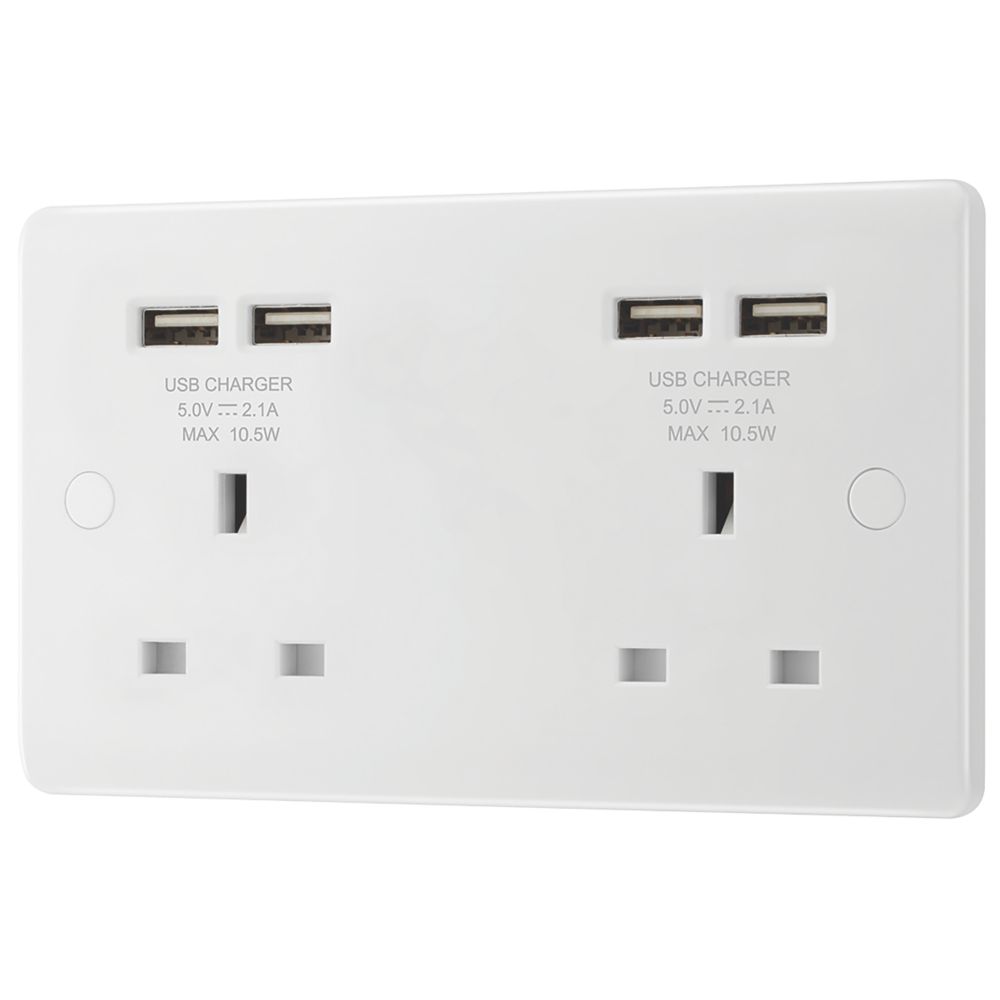 LAP 13A 2-Gang Unswitched Socket + 4.2A 10.5W 4-Outlet Type A USB ...